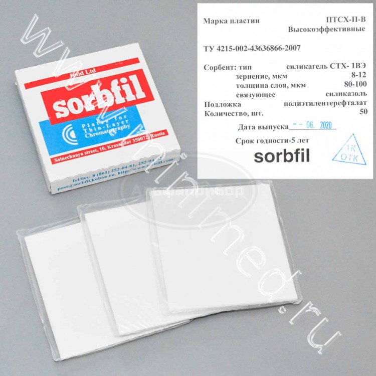 Пластины для тонкослойной хроматографии "Sorbfil" высокоэффективные на полимерной основе без УФ ...